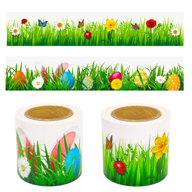 Lucleag Spring Easter Bulletin Board Border, 2 Rolls Spring Green Grass ...
