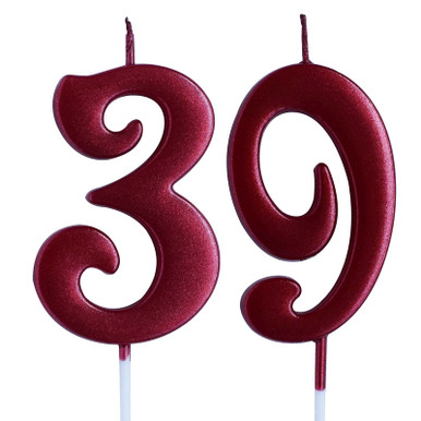 Red 39th Birthday Candle, Number 39 Years Old Candles Cake Topper ...