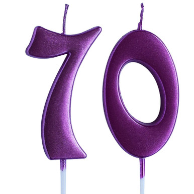 Pink 70th Birthday Candle, Number 70 Years Old Candles Cake Topper ...