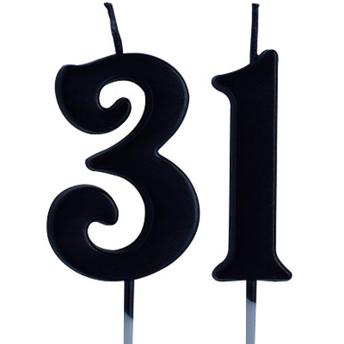 Black 31st Birthday Candle, Number 31 Years Old Candles Cake Topper ...