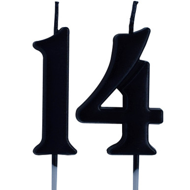 Black 14th Birthday Candle, Number 14 Years Old Candles Cake Topper ...
