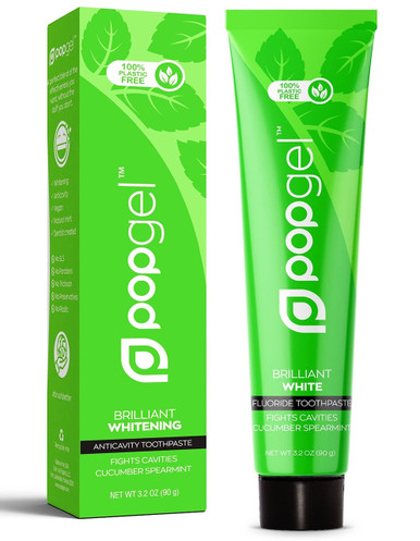PopGel Brilliant Whitening Toothpaste - 100% Plastic Free Toothpaste ...