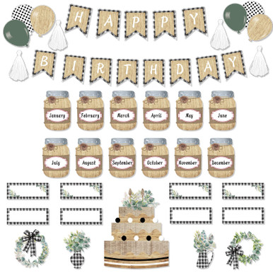 Nezyo 80 Pcs Eucalyptus Farmhouse Classroom Board Decor Birthday ...