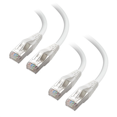 Cable Matters 2-Pack, 40Gbps Shielded Short Cat 8 Ethernet Cable 5ft in White (2000 Mhz Category ...