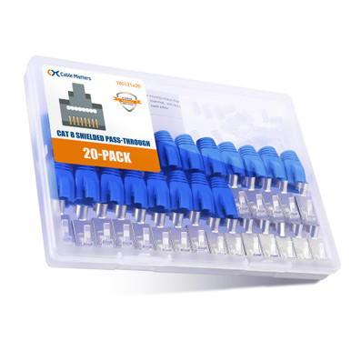Cable Matters 20-Pack Shielded Cat8 RJ45 Pass Through Connector with ...