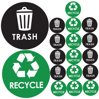 Abaodam 1 Set Self Adhesive Recycling Stickers Trash Can Decals Trash ...