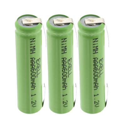 3X Exell 1.2V NIMH AAA 600mAh Rechargeable Batteries w/Tabs use with ...