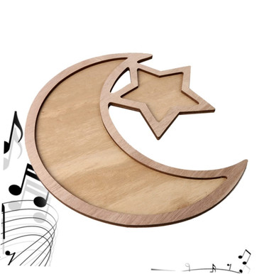 ABOOFAN 1pc Eid Ramadan Bairam Platter Plate Islamic Wood Dish Food ...