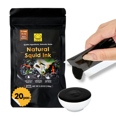 (5g x 20 Pack) Black Hut Squid Ink, Food Coloring Tinta Calamari for ...