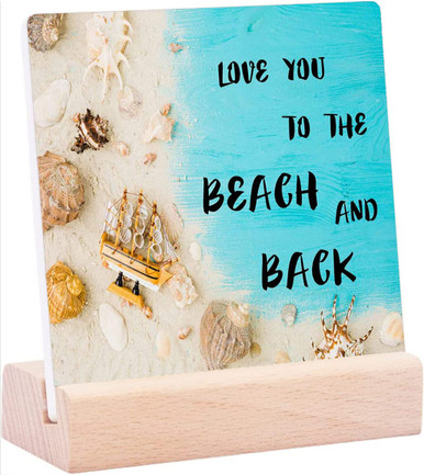 Tinfold Ceramic Table Plaque with Wooden Stand Desk Decorations- Summer ...