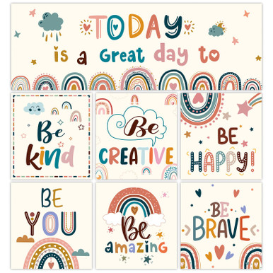 Zhanmai 7 Pcs Boho Today is a Great Day Bulletin Board Decoration Set ...