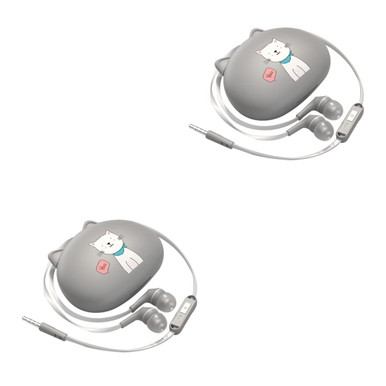UKCOCO 2pcs Universal Wired Headset in- Ear Wired Headphones Cat ...