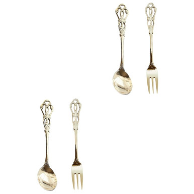 2 Sets English Spork Dining Spoons Dinner Forks Metal Serving Fork ...