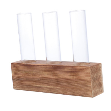 HAKIDZEL 1 Set Hydroponics Rack Glass Tube Wood Stand Glass Plant Pot ...