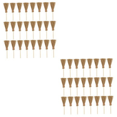 EXCEART 48 Pcs Mini Broom Decoration Miniature Broom Whisk Broom Brooms ...
