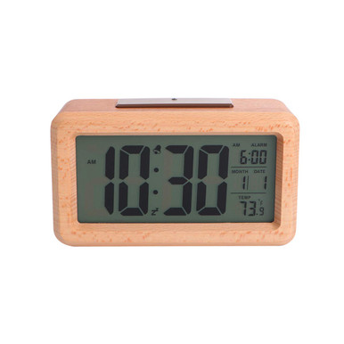 BESPORTBLE Alarm Clocks LED Desktop Wooden Digital Clock Smart Light ...