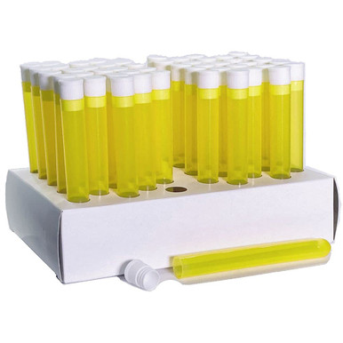 16x125mm Plastic Test Tube Set with Caps and Rack, Yellow Tubes, White ...