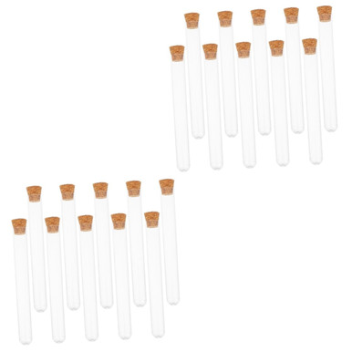 Healvian 60 Pcs Wooden Plug Test Tube Test Tubes with Cork Transparent ...