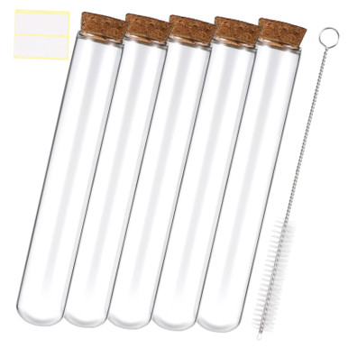 Baluue 5 Pcs Test Tube Clear Bottle Containers Label Stickers Bath Salt ...