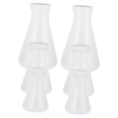 OKUMEYR 6pcs Plastic Erlenmeyer Flask with Stopper Conical Beaker ...