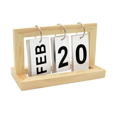 DIYOMR Classic Standing Flip Calendar Wooden Perpetual Calendar, Retro ...
