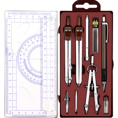 13 Pieces Math Compass and Protractors Set Geometry Tools Kit Metal ...