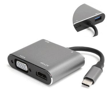 USB C HUB,4in 1 Type C Docking Station Adapter,TypeC to HDMI VGA USB3.0 ...