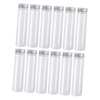 12 PCS Test Tubes Plastic Flat- Bottomed Test Tube Container with lid ...