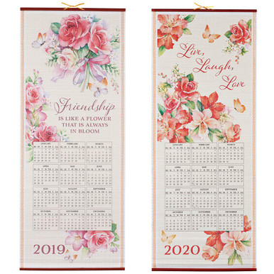 Dual-Sided 2 Year Scroll Calendar, Pastel Floral Design - Ideal for ...