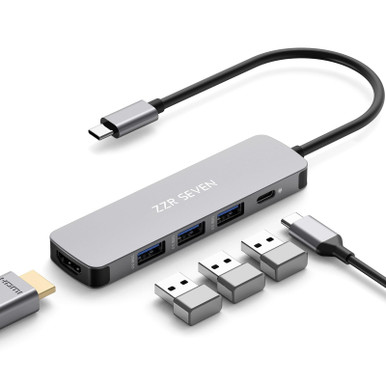 ZZR SEVEN USB Hub, USB C Hub, USB C Adapter, Docking Station with ...