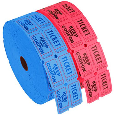 Kangaroo's Double Raffle Ticket Roll (2-Pack), 4000 Red & Blue Raffle ...