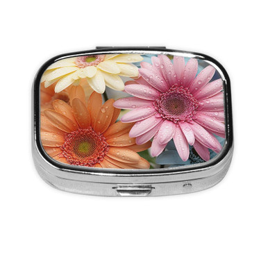Colorful Daisy Flower Square Pill Box Mini Metal Pill Case for Purse ...