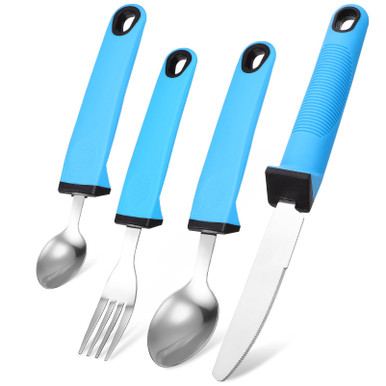 Healvian 4pcs Set Weighted Utensils Training Fork Adapted Cutlery ...