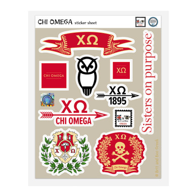 Chi Omega LARGE Sticker Sheet - Warehousesoverstock