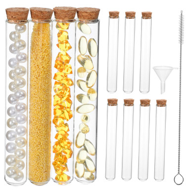VILLFUL 16 Pcs Cork Stopper High Borosilicate Tube Scientific Test Tube ...
