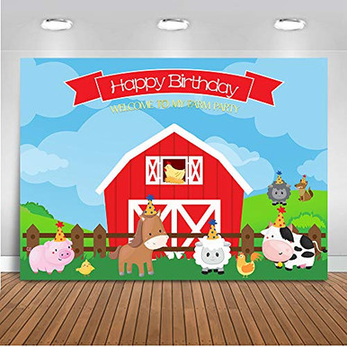 Mocsicka Farm Party Backdrop 7x5ft Vinyl Happy Birthday Barnyard ...