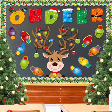 Faccito 55 Pcs Christmas Bulletin Board Decoration Christmas Reindeer ...