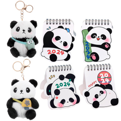 LUOZZY Panda Decoration Panda Keychain and Mini Calendar Set Plush ...