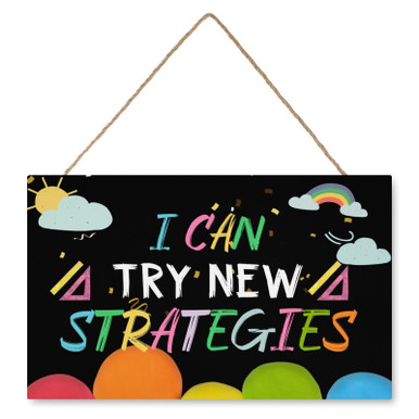 Mousus I Can Try New Strategies Sign School Chalkboard Style Sign Board ...
