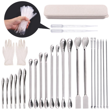 Swpeet 74Pcs Stainless Steel Micro Lab Scoop Spoon Lab Spatulas with ...
