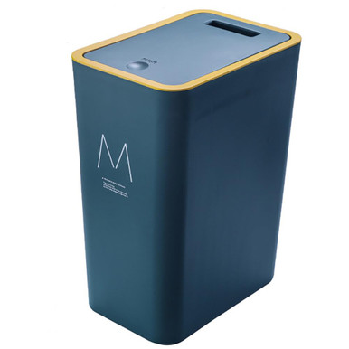 15L Trash Can with Lid, Plastic Garbage Can with Press Spring Cover ...