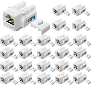 NETECABLE Cat6 RJ45 Keystone Jack 25-Pack Insert Module Connector, 90 ...