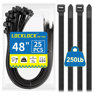 Large Zip Ties Heavy Duty Outdoor 48 inch (25 Pack), Heavy Duty Zip ...