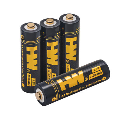 HW Rechargeable AA Batteries, 4 Pack Double A Lithium Ion Batteries ...