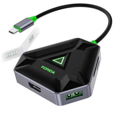 FORIDA Gaming USB C Hub, 6-in-1 USB C Laptop Docking Station with 3 USB ...