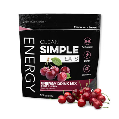 Clean Simple Eats Sour Cherry Energy Drink Mix, with 100mg Caffeine (30 ...