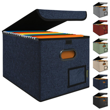 BALEINE File Organizer Box with Lid, Collapsible File Folder Organizer ...