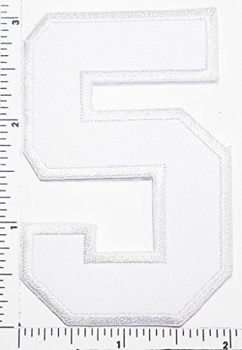 white Number 5 Patch Number five counting logo Letter school symbol ...