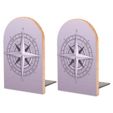 Compass-3d-symbol Large Wood Bookends for Shelves Non-Skid Book Stand ...