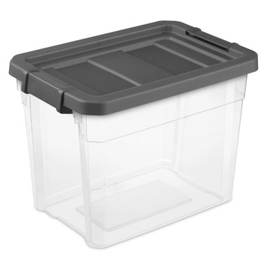 Sterilite 30 Quart Plastic Stacker Box, Lidded Storage Bin Container ...